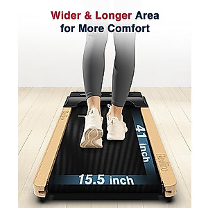 Redliro Walking Pad Treadmill Under Desk, Wood 300 lb Capacity Sports Equipment with Remote Control LED Display, Compact Portable Walking Machine for Office & Home Use (Natural Wood)