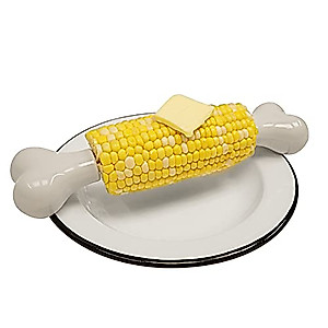 Treasure Gurus Stainless Steel Bone Shaped Handle Corn Cob Holders 2 Prong Novelty BBQ Skewer Fork Picnic Utensil