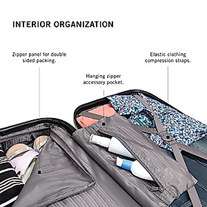 KENNETH COLE Out of Bounds Lightweight Durable Hardshell 4-Wheel Spinner Cabin Size Travel Suitcase, Navy, 3-Piece Set (20", 24", & 28")