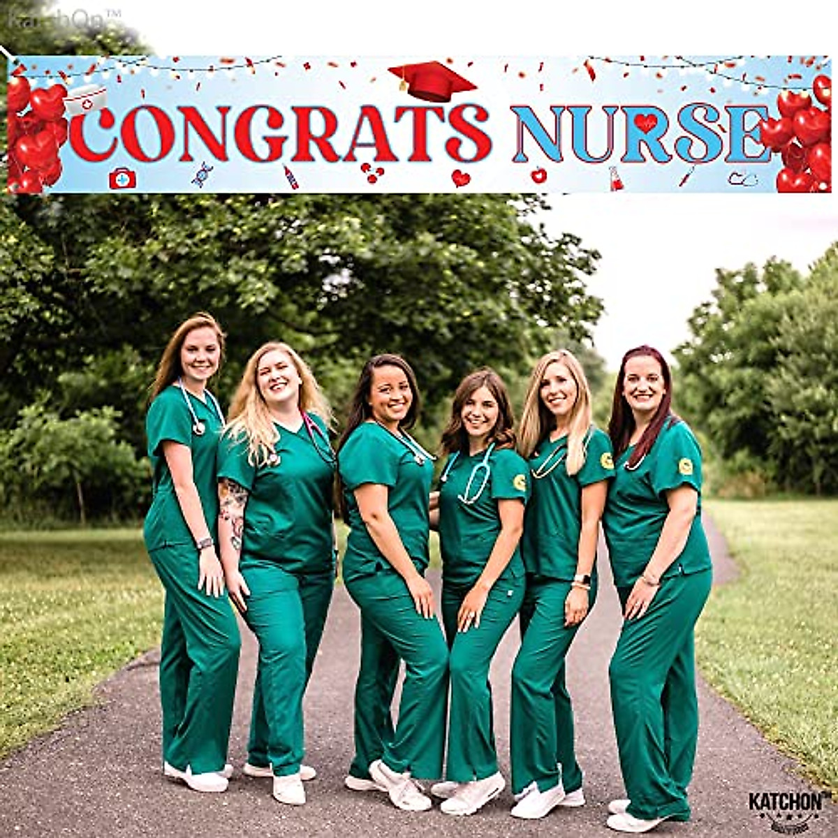 Xtra-Large Congrats Nurse Banner - 120x20 Inch | Blue and Red Nursing Graduation Party Supplies | Nurse Party Decorations | Rn Graduation Party Decorations 2023 | Nurse Graduation Decorations 2023