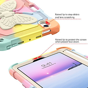 BENTOBEN for iPad Mini 6 Case, iPad Mini 6th Generation Case 2 in 1 Heavy Duty Rugged Shockproof Kickstand Hybrid Bumper Protective Pencil Holder Girls Women Kids Mini 6 Tablet Cover, Colorful Design