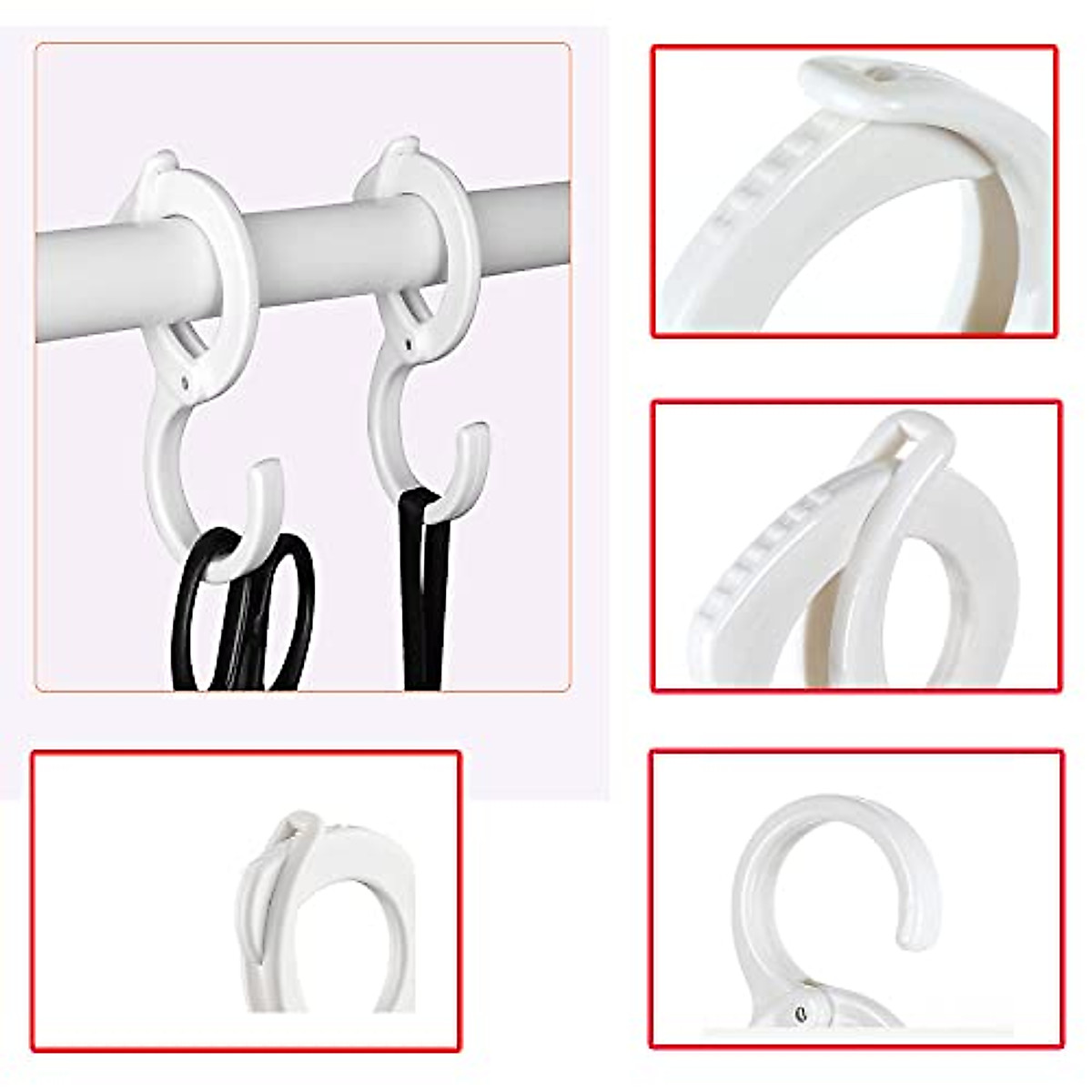 6pcs Plastic Multi-Purpose Rack Hooks S Hanging Hooks Hangers Organizer Clip Hook Table Edge Hook Cross Bar Hook Windproof Hook for Household Wardrobe Kitchen Portable Hook （White)