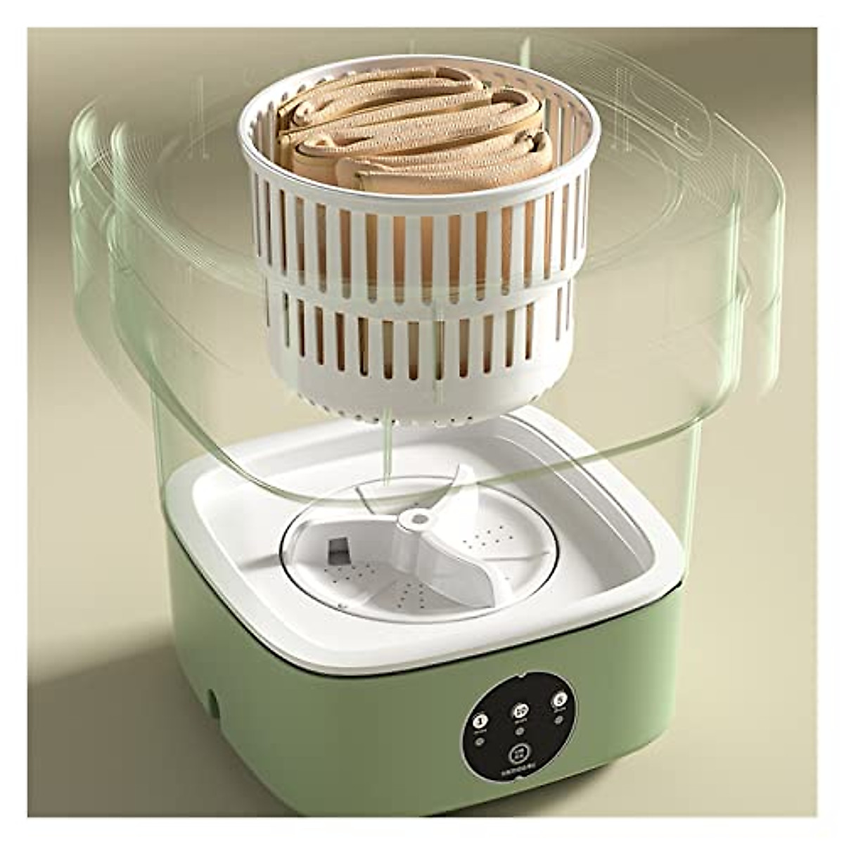 Open a new experience washing and care Folding Washing Machine Portable Small Washing Machine Household Dormitory Small (Color : Green-Blue Light)