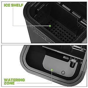 Magshion Ice Maker Countertop with Self-Cleaning, 26lbs/24H, Bullet-Shaped Ice (2 Sizes), Digital Display & Timer, 1.8lbs Ice Storage Capacity, Ice Cube Maker Machine for Home & Kitchen (Black)