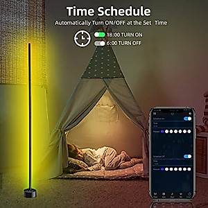 Probapro Corner Floor Lamp, 55'' RGB LED Floor Light for Bedroom, Color Changing Mood Lighting with Music Sync, LED Corner Light with Remote & App Control, RGB Corner Lamps for Living Room Gaming Room