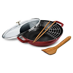 STAUB Cast Iron Wok, Grenadine, 30 cm