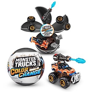 5 Surprise Monster Trucks Series 3 Color Change (2 Pack) by ZURU Collectible Racing Battle Surprise Fireable Weapons Action Toys for Boys
