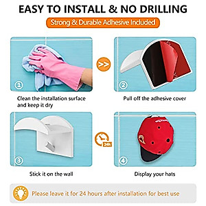 AIDIMMING 16-Pack Upgraded Hat Hooks for Wall, Adhesive Holder for Disney Ears, Mouse Ear Holder, Multi-functional Hat Organizer, Minimalist Hat Hanger, Easy to Install (White)