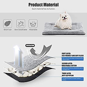 SIWA MARY Dog Bed Mat Soft Crate Pad Washable Anti-Slip Mattress for Large Medium Small Dogs and Cats Kennel Pad (23'' x 18'', Grey)