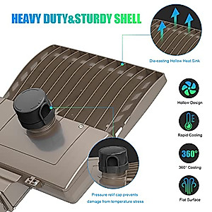 150W LED Parking Lot Area Lights with Photocell 21000LM 650W MH Equiv UL DLC lP65 5000K Dusk to Dawn Street Light Outdoor LED Shoebox Pole Light for Back Yard Roadway Tennis Court Fixture Slip Fitter