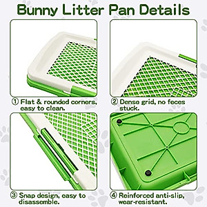 Fhiny Rabbit Litter Pan with 6 PCS Disposable Pee Pads, Guinea Pig Litter Box Plastic Small Animal Corner Potty Trainer for Bunny Guinea Pig Ferret Chinchilla Puppy
