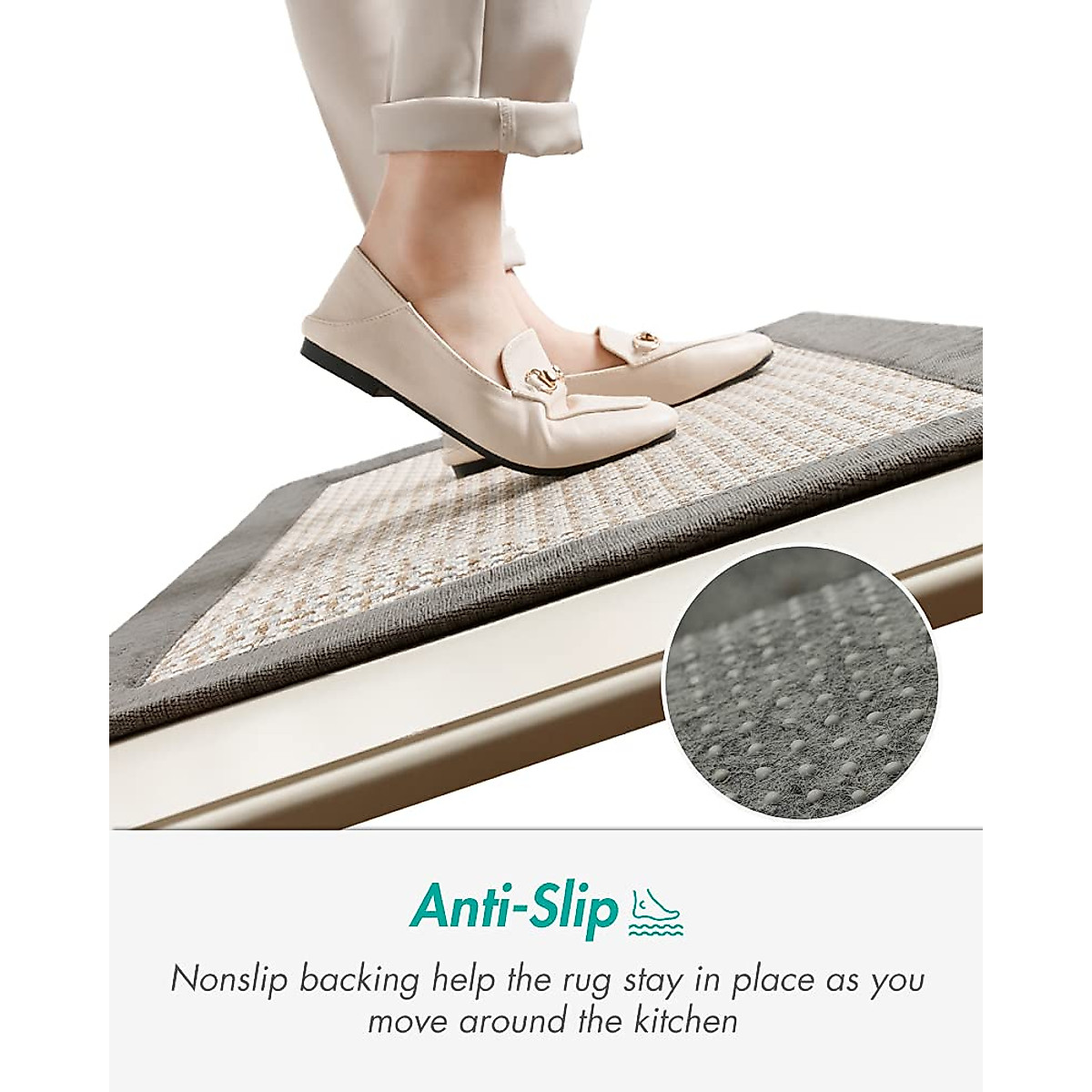 SUPENUIN Kitchen Rugs Washable, Kitchen Floor Mats for in Front of Sink Absorbent Kitchen Mat, Kitchen Area Rugs Non Skid Washable, Runner Rugs for Kitchen Floor