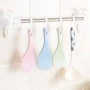 Rice Paddle Spatula Tableware Food Serving Spoons No Scratch Rice Cooker Scoop Solid Color Wheat Straw Eco-friendly Kitchen Utensil - 3 Pack
