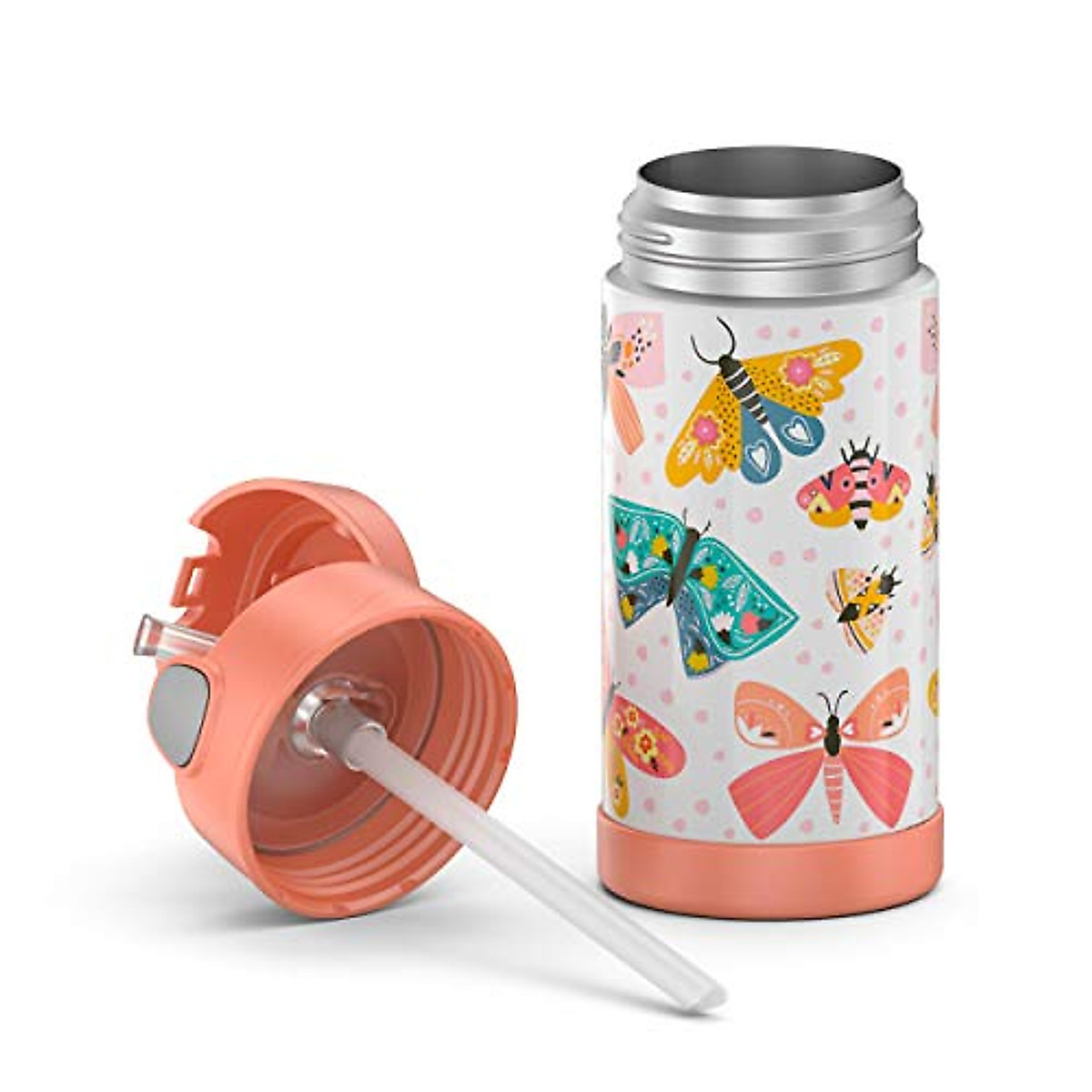THERMOS FUNTAINER F4101 Stainless Steel Kids Bottle, 12 Ounce, Butterfly