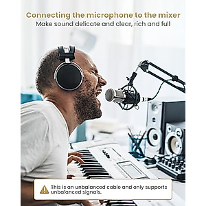 tisino Female XLR to 1/4 (6.35mm) TS Mono Jack Unbalanced Microphone Cable Mic Cord for Dynamic Microphone - 10 FT/3 Meters