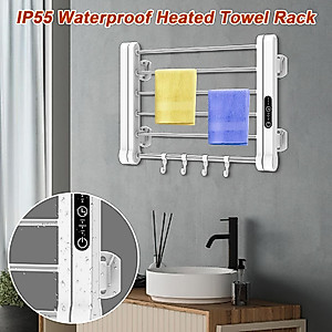Keltne Heated Towel Rack for Bathroom, 17" x 4.3" x 13", Electric Towel Warmer Rack Wall Mounted or Adhesive, Timer and Temperature Control Drying Towel Rack Holder for Bath