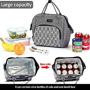 AmHoo Lunch Bag for women Lunch Boxes Insulated Leak-proof Meal Prep Cooler Tote Bag Double YKK Zippers Waterproof Black