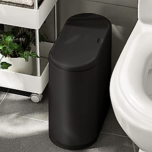 Press Type Plastic Trash Can, 10L Large Capacity Rectangular Trash Can with Lid, Double Trash Can with Carrying Handle, Garbage can for Living Room, Bedroom, Bathroom, Kitchen and Office (Black)