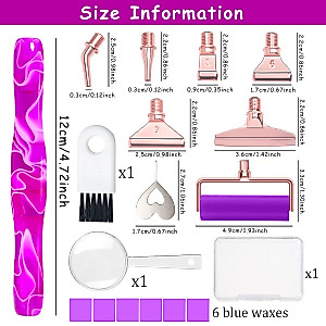 Praise V Do Ergonomic Diamond Painting Art Drill Bead Dot Pen Kit with Screw Steel Silver Metal Tip Nibs Placers Roller Tool Accessories for 5D Diamond Paint Purple