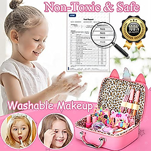 Kids Washable Makeup Girls Toys - Girls Makeup Kit for Kids Make up Set Real Makeup for Kid Little Girls Toddlers Children Princess Christmas Birthday Gifts Toys for 3 4 5 6 7 8 9 10 Year Old Girls