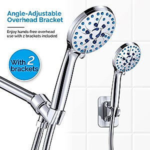 Shower Heads High Pressure with Spray, DOTTE Handheld Shower Head with Hose, Showerhead Built-in Power Wash to Clean Tub, Tile & Pets, Extra Long 6‘5” Stainless Steel Hose, Wall & Overhead Brackets