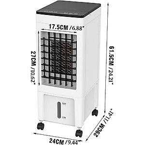 Cobuy Evaporative Air Cooler, 3-IN-1 Windowless Air Conditioner Portable, Swamp Cooler with 2 Gal Water Tank, Timer, 3 Speed, Remote, 4 Ice Packs, Cooling Fan for Room Home Office Indoor Use