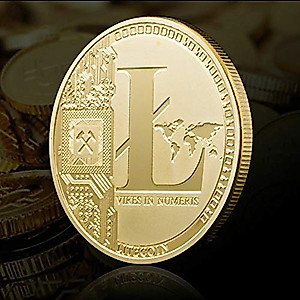 YGS Gold Plated Commemorative Litecoin Collectible Golden Iron Miner Coin One Item wRandom Color and Design