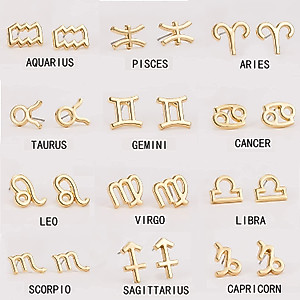 18K Gold Plated Zodiac Stud Earrings 12 Constellation Astrology Card Packaging Horoscope 18K Gold Plated Little Ear Stud for Women Birthday Anniversary Friendship Exquisite Jewelry Gift-Taurus