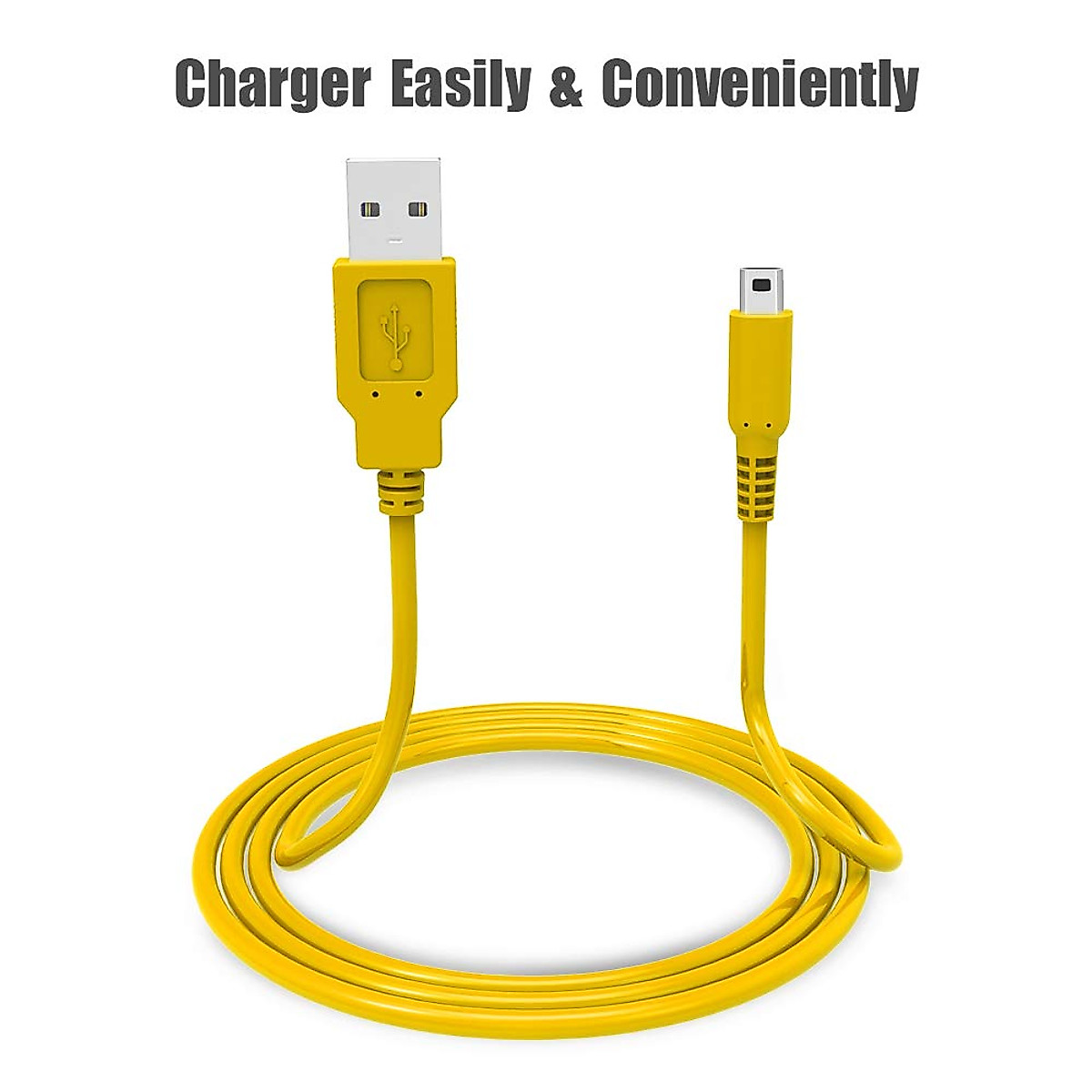 [2 Pack] 5FT USB Charger Charging Cable for 3DS Compatible with Nintendo New 3DS XL/New 3DS/ 3DS XL/ 3DS/ New 2DS XL/New 2DS/ 2DS XL/ 2DS/ DSi/DSi XL Bule/Red/Yellow