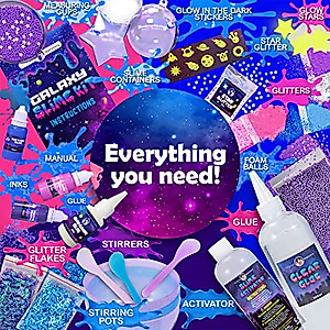 Original Stationery Galaxy Slime Kit, Fun Slime Set with Glow in The Dark Stickers, Dark Powder to Make Glitter & Galactic Slime!