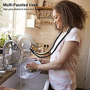 B-Land Upgrade Phone Holder for Neck, Lazy Gooseneck Cell Phone Holder for Bed Hands Free Neck Phone Holder Universal Mobile Phone Stand Tablet Holder for 4-11” Phones & Tablets (Black)