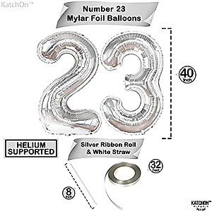 Silver Giant 23 Balloon Numbers - 40 Inch | 23 Balloon Numbers for 23rd Birthday Decorations for Women | Silver 23 Balloons for 23 Birthday Decorations for Men | 23 Birthday Balloon Foil Silver Number