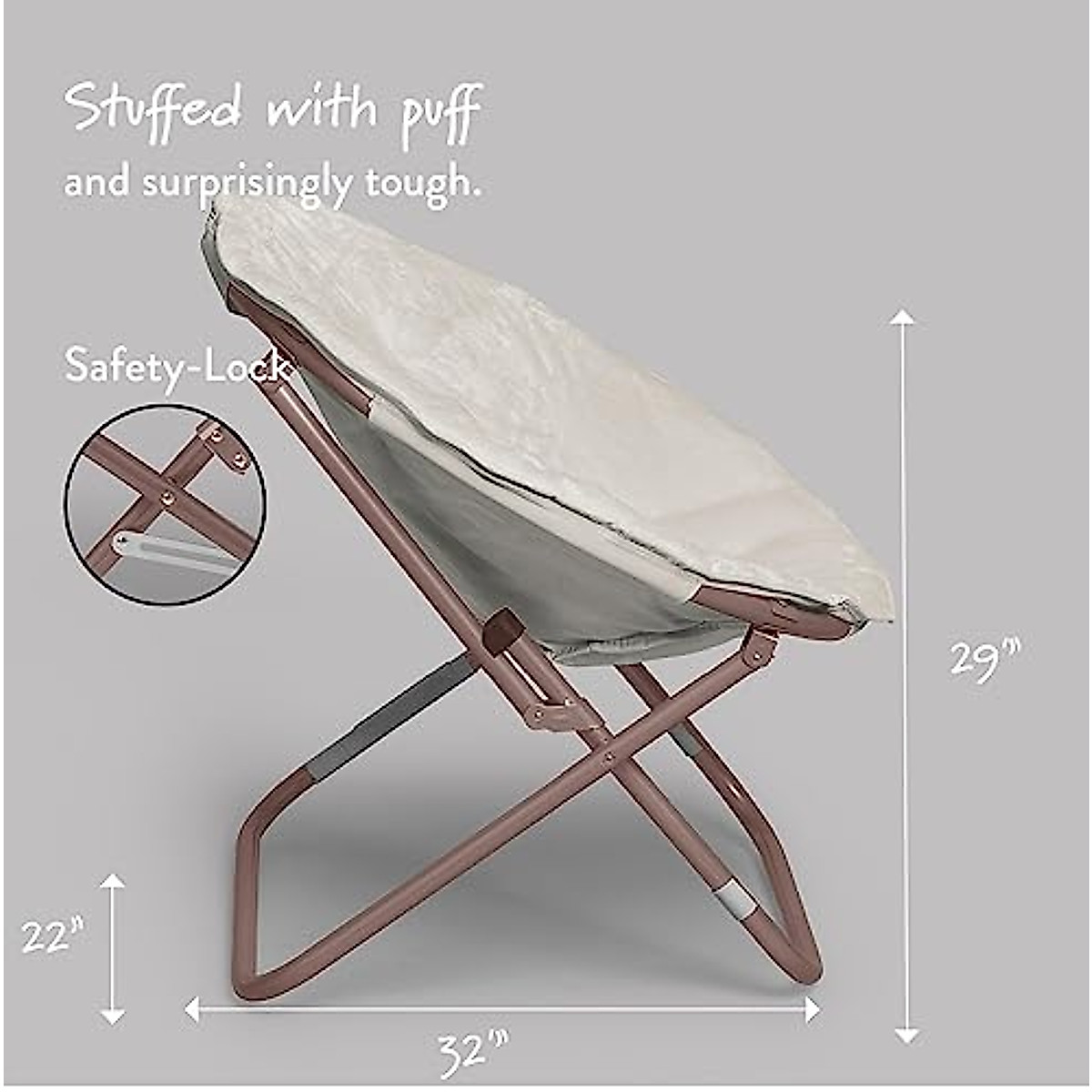 Urban Lifestyle Faux Fur Saucer Chair, 22"D x 32"W x 29"H, White/Gold