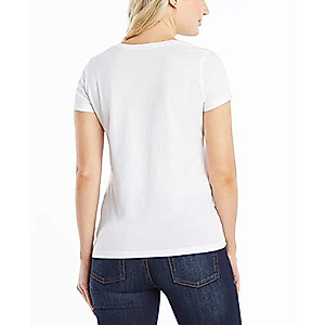 Nautica Women's Easy Comfort Scoop Neck Supersoft 100% Cotton Solid T-Shirt, Bright White, Large