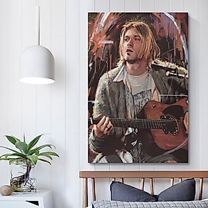 TARVIK Kurt Donald Cobain Poster ROCK Poster Art Decor Painting Aesthetic Wall Art Canvas for Bedroom Decor 16x24inch(40x60cm) 4