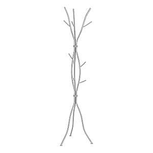 Monarch Specialties I 2061 Coat Rack, Hall Tree, Free Standing, 11 Hooks, Entryway, 74" H, Bedroom, Metal, Grey, Contemporary, Modern