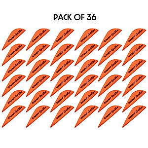 New Archery Products Bow Hunting Shooting Target Practice QuickSpin Plastic Arrow Fletching Vanes 2 Inch, Pack of 36, Orange