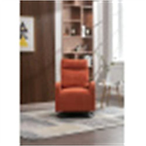 i-POOK Swivel Glider Rocking Chair, Modern Upholstered Nursery Glider Rocker with Metal Base, Lumbar Pillow & Side Pocket Comfy High Back Armchair Single Sofa Chair Recliner for Living Room, Orange