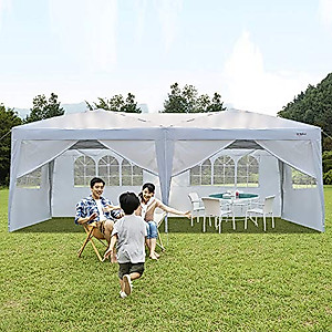 VINGLI 10x20ft Pop Up Canopy Tent with 6 Removable Sidewalls, Party Tent with Carry Bag, Outdoor Gazebo Beach Tent Camping Tent, Patio Event Tent Outdoor Canopy Commercial Canopy