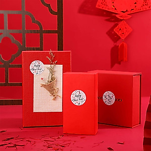 1000 Pieces Happy New Year Floral Stickers Waterproof New Year Labels for Party Favors, Goodie Bag Fillers, Holiday Decorations