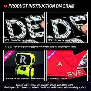 Locacrystal 34Pcs Bling Rhinestone Alphabet Letter Stickers, A-Z Letters Self-Adhesive hotfix Crystal Rhinestones Word Stickers for Cars Arts Crafts Clothing DIY Decoration(White/Silver)