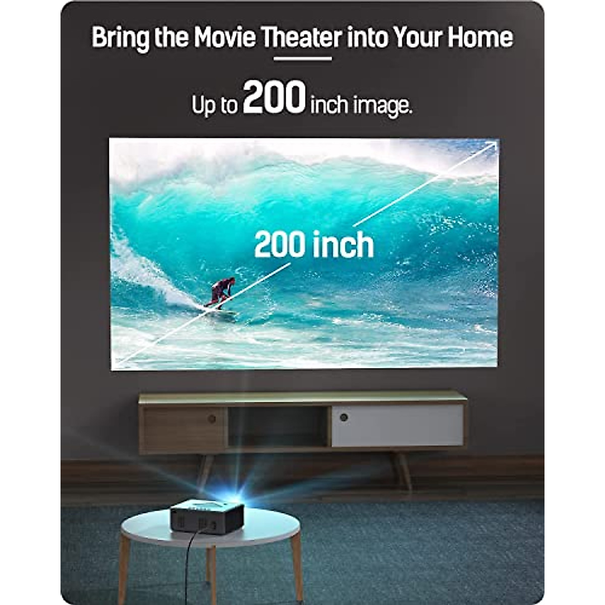 HISION 5G WiFi Bluetooth Projector Native 1080P Movie Projector 4K Support Oudoor Mini Projector for iPhone Home LED TV Projector Compatible with TV Stick Laptop Tablet PC HDMI USB TF DVD