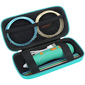 Canboc Hard Case for 3Doodler Start+ Essentials (2024) 3D Pen Set for Kids, 3D Pens Storage Organizer Carrying Holder, Mesh Pocket fit 3Doodler Start Plastic Filaments, USB Cable,Turquoise (CASE ONLY)