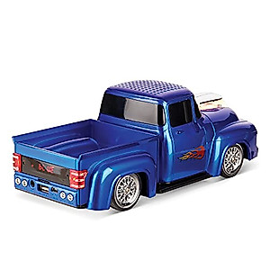 QFX Bluetooth 1956 Pickup Truck Replica Speaker, 3-inch Speakers, Hands Free Link, Built-in Microphone, FM Radio and LED Party Lights, Blue - BT-1956 BL