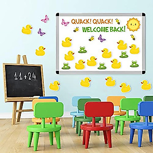 59Pcs Duck Bulletin Board Cutouts Quack Welcome Back To School Duck Classroom Decoration Cutouts Duck Themed Party Supplies Suitable for Teacher Student Bulletin Board Display or Home Wall Decorations