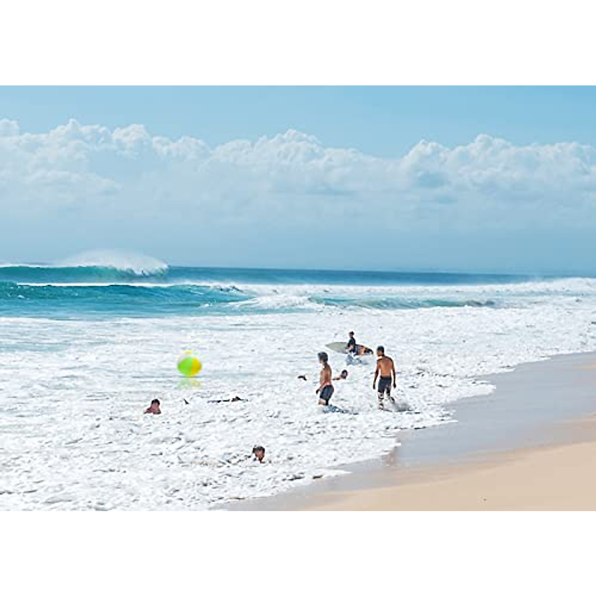 PENTA ANGEL Beach Balls 2PCS 12 Inch Inflatable/Blow Up Classic Rainbow Color Summer Swimming Pool Party Favors Water Toy Beachball for Women Men Adults Playing (Yellow&Green&White, 12 Inch)