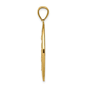 IceCarats 14K Yellow Gold Our Lady of Miraculous Medal Blessed Virgin Mary Necklace Charm Pendant 38mm x 20.5mm Only