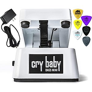 Dunlop CBM105Q Cry Baby Mini Bass Wah Pedal Bundle w/ 9V Power Supply and 6 Assorted Dunlop Picks