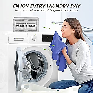 Cute Farmhouse Dryer Sheet Holder Dispenser with Hinged Lid Laundry Room Decor, Dryer Sheet Container Fabric Softener Dispenser Space Saving for Laundry Organization/Storage,Grey