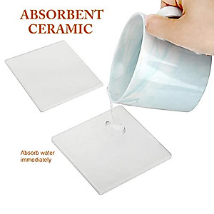 Ceramic Tiles for Crafts Coasters,14 Pack 4-Inches Unglazed Ceramic Coasters for Drinks with Cork Backing Pads,Use with Alcohol Ink or Acrylic Pouring Make Your Own DIY Coasters (Square)
